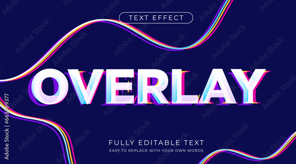 Multicolored overlay editable text effect. Suitable for title, headline ...