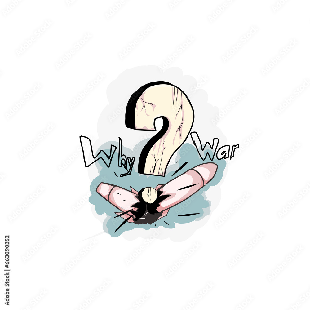 question mark icon above a broken missile, why war? Stock Illustration ...