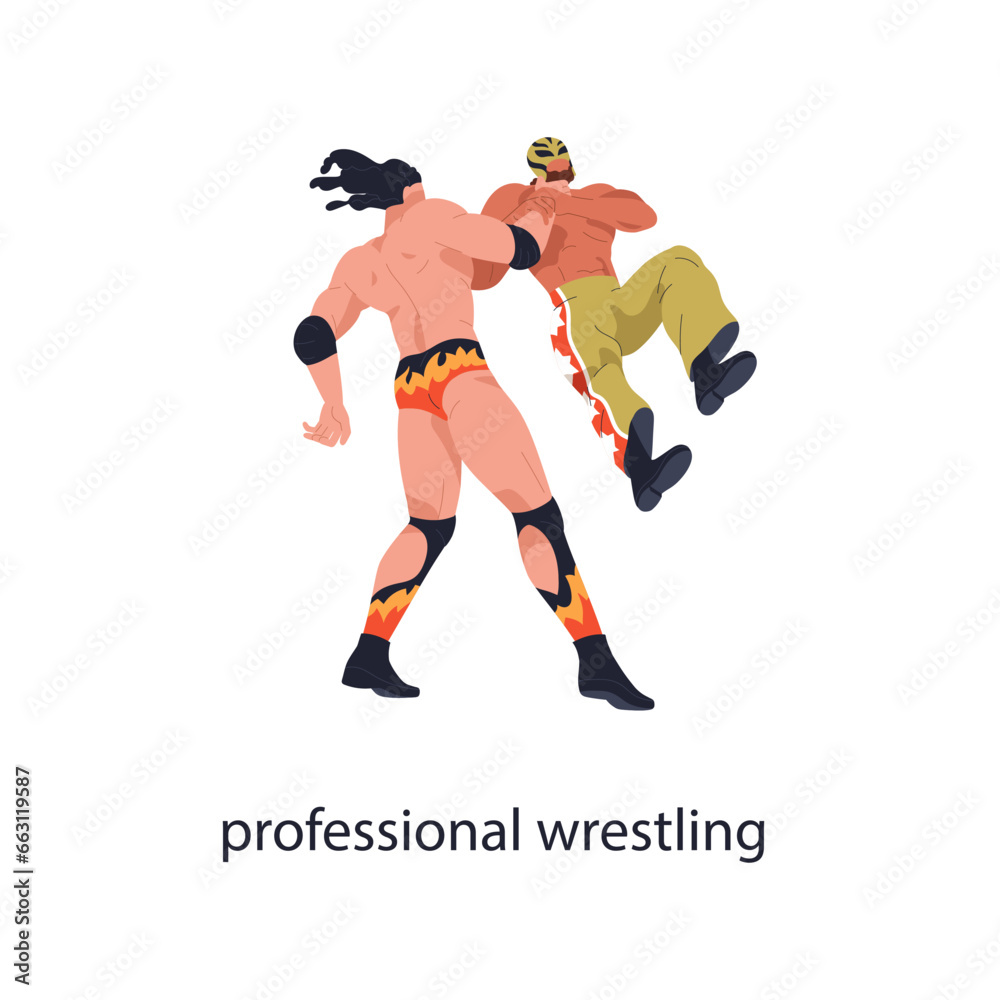 Professional wrestling. Fighters competition, match in combat sport ...