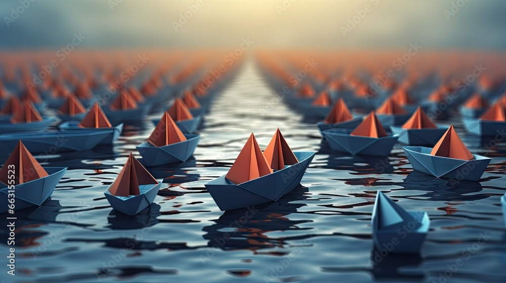 Origami paper ship boats, female success leadership, strategy planning ...