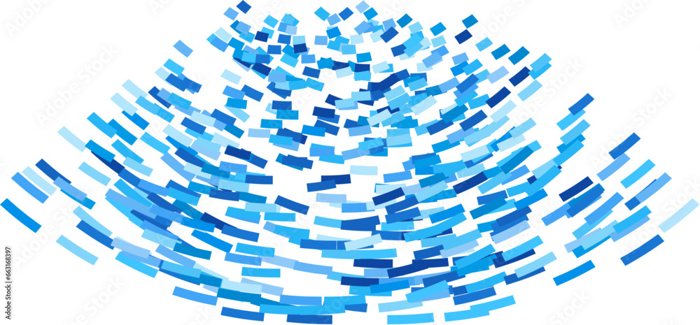 Scattered square particles ornament. Mosaic flight wind. Windy ...