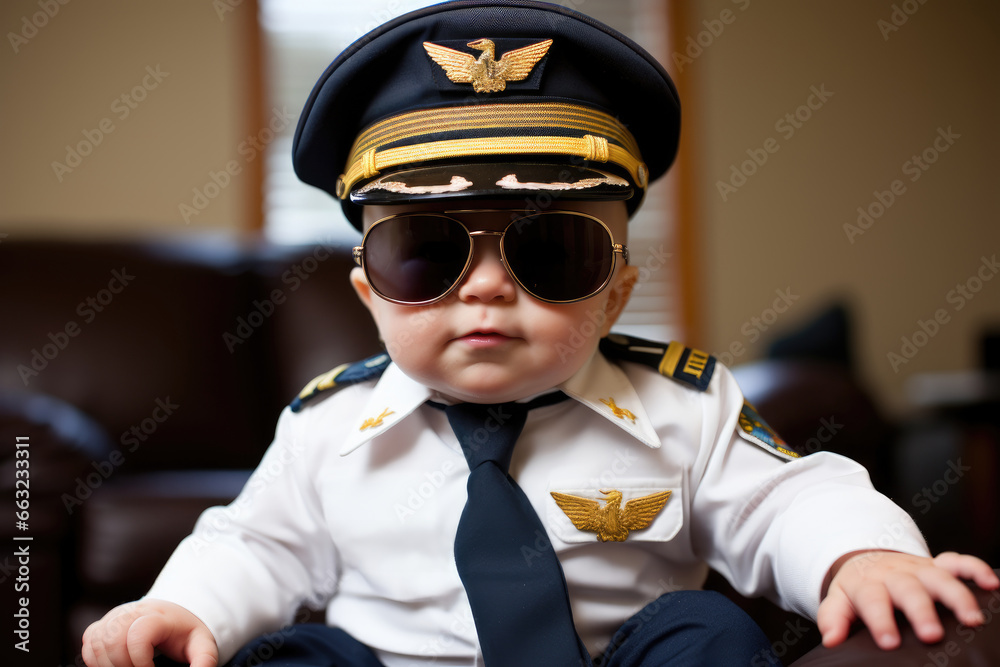 Baby Pilot in Captains Uniform Stock Photo | Adobe Stock