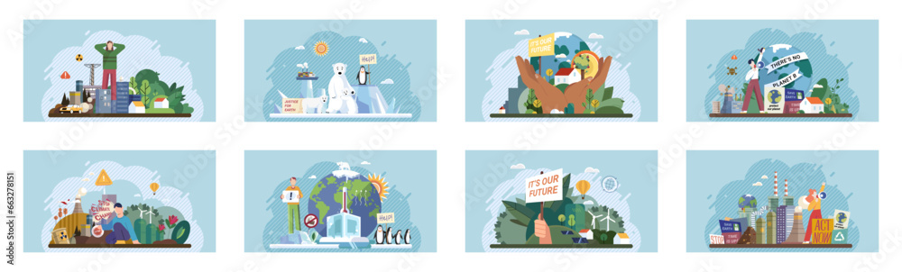 Climate change. Save the planet. Vector illustration Earth pollution ...