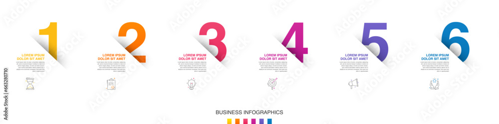 Modern vector flat illustration. Line infographic numbers template with ...