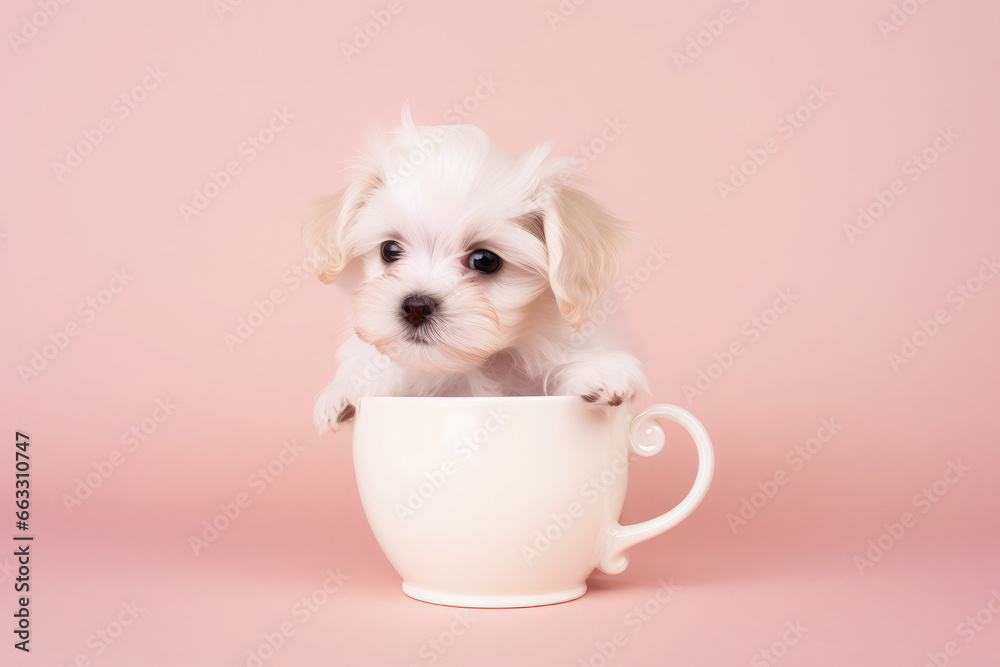 Small teacup cream maltipoo (poodle and maltese mix) posing inside a ...