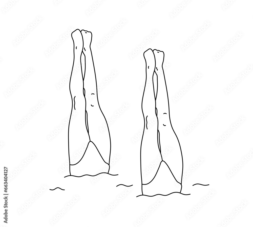 Vector isolated two diving girls legs up synchronized swimming ...