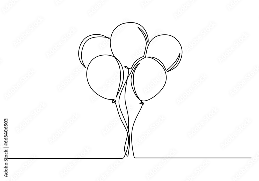 Continuous line drawing birthday celebration balloons. Concept for ...
