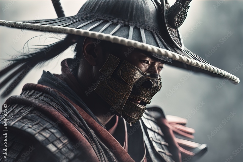 Ghost Samurai, samurai warrior bound by a ghostly curse, wearing shabby ...