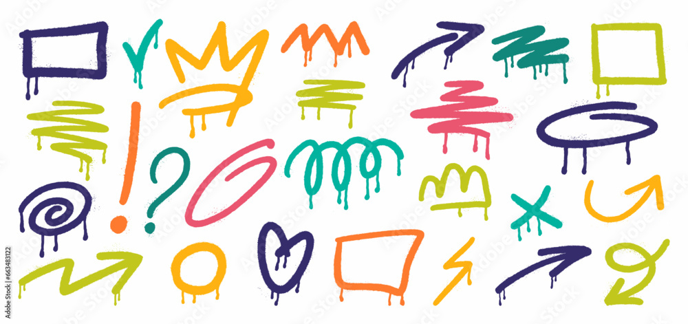 Vector collection of spray-painted graffiti - various shapes and lines ...