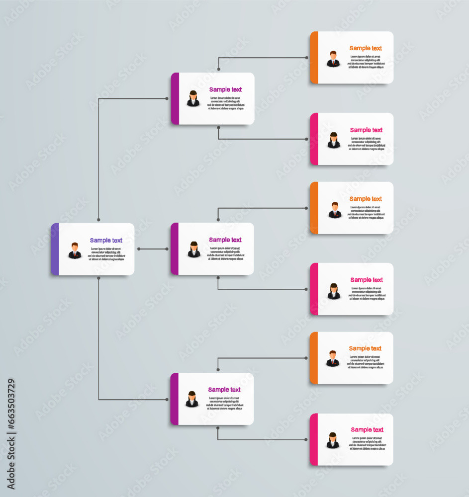 Corporate organizational chart with business avatar icons. Business ...