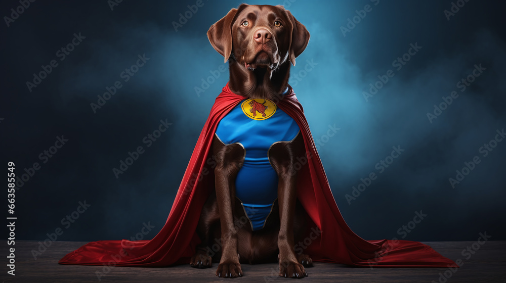 Dog superhero costume, Super Chocolate Labrador wearing a superhero ...