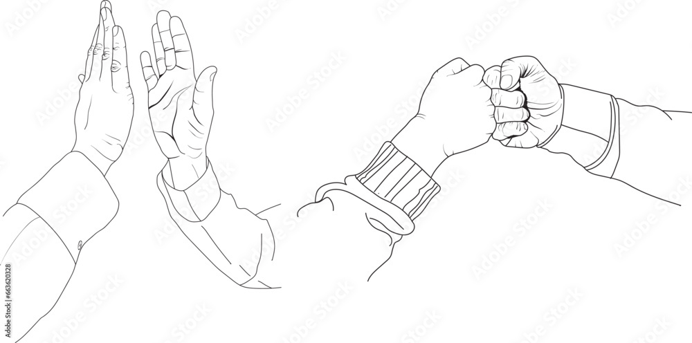 Fist Bump, High five, hand sketch, high five sketch, Body language ...