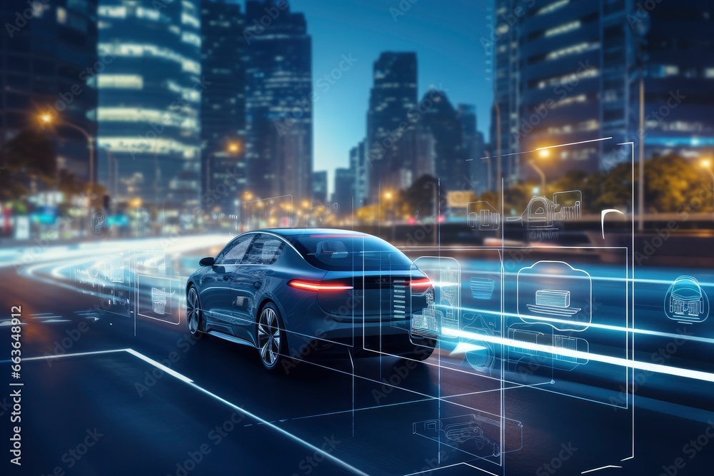 Modern smart car technology intelligent system using Heads up display ...