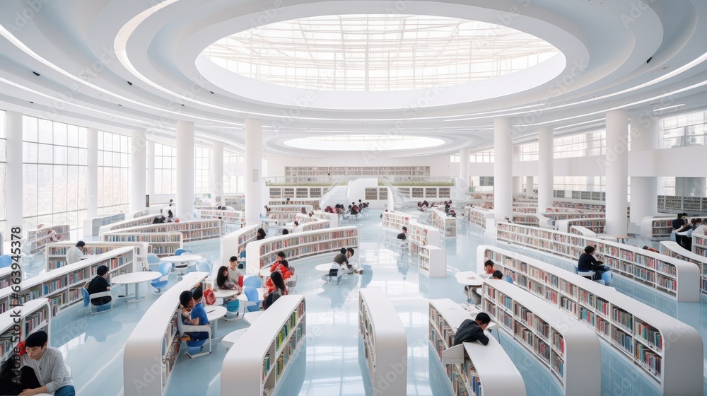 Chinese high school library with amazing space and light where learning ...