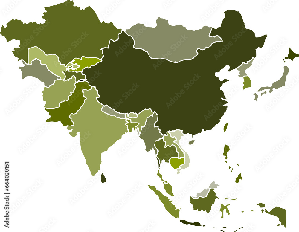 green map of asia Stock Illustration | Adobe Stock