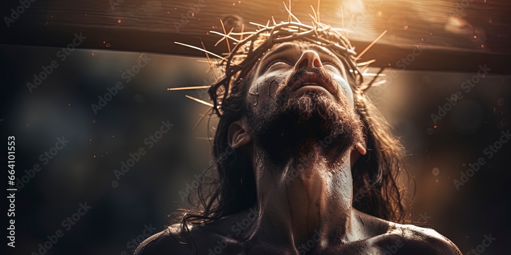 Religious scene with Jesus Christ Stock Photo | Adobe Stock