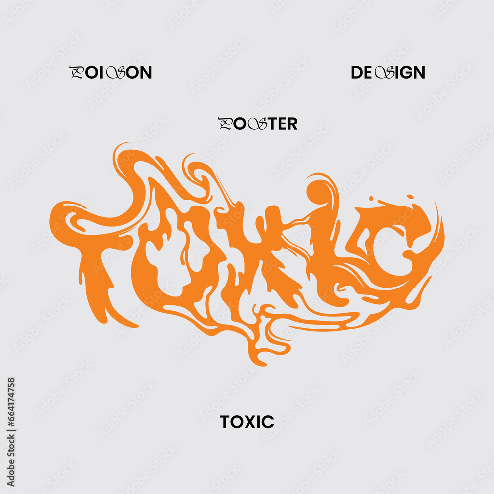Toxic text wave typography melted font liquid poster, sticker, t shirt ...