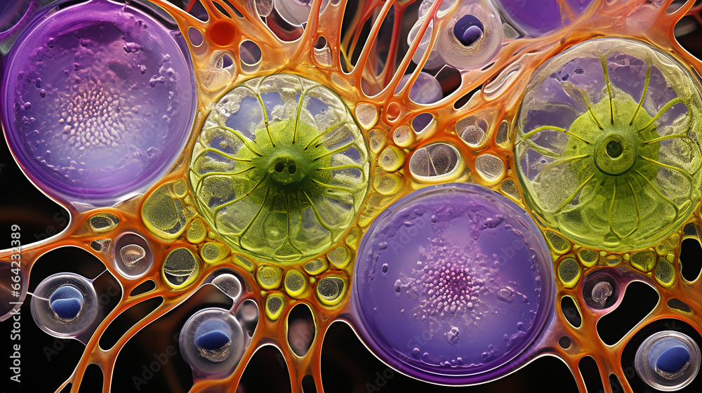 Cross sections of plant stem under microscope view show Structure of ...