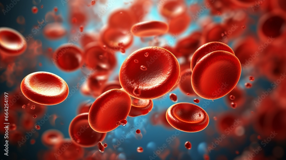 Illustration Stock Red blood cells under microscope, scientific ...