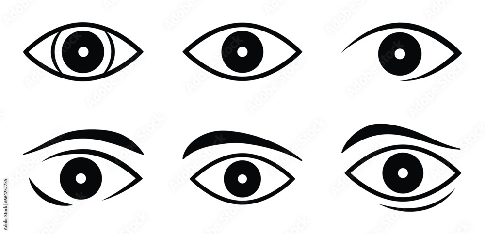 Eye icon set. eyes, view, vision, retina, scan, looking, optical, look ...
