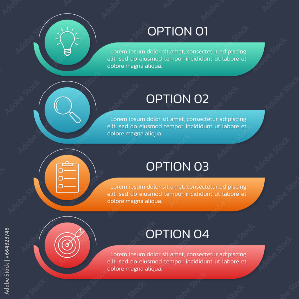 4 steps option infographic template. Presentation, layout design with ...
