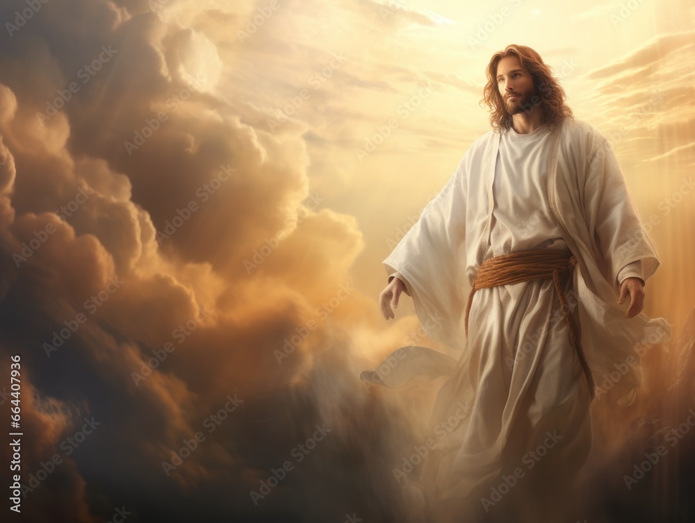Jesus Christ In Heaven Stock Illustration | Adobe Stock