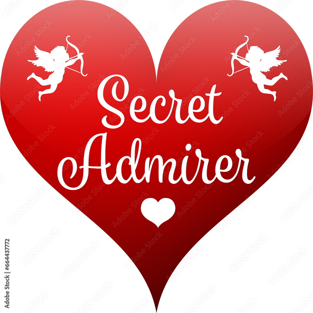 Digital png illustration of heart with secret admirer text on ...