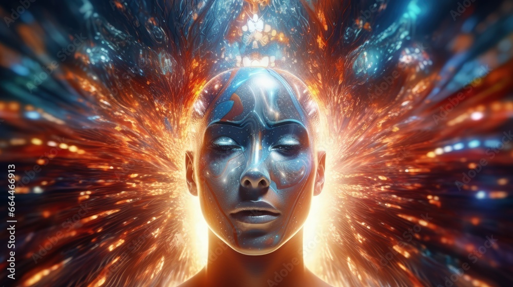 Bright stream of consciousness. Abstract 3D illustration. Brainstorming ...