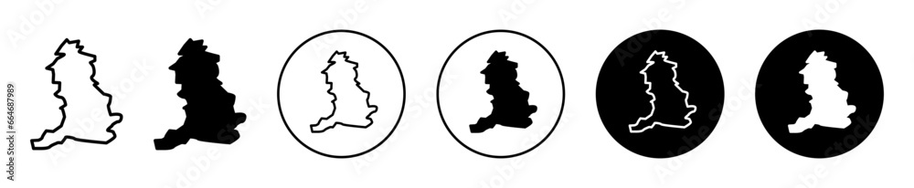 England country map icon set. UK nation map outline symbol vector ...