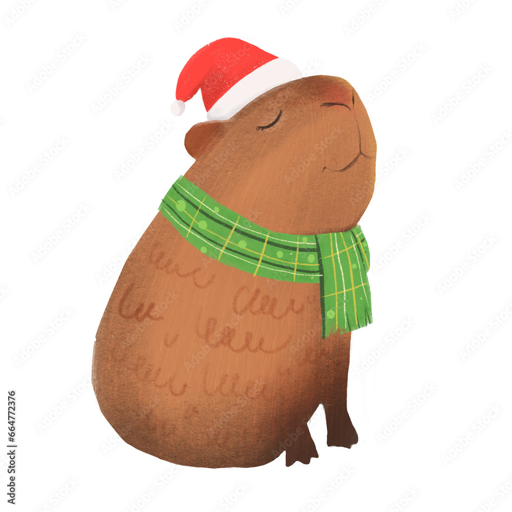 Diseño de personaje capibara para navidad sin fondo con elementos de ...