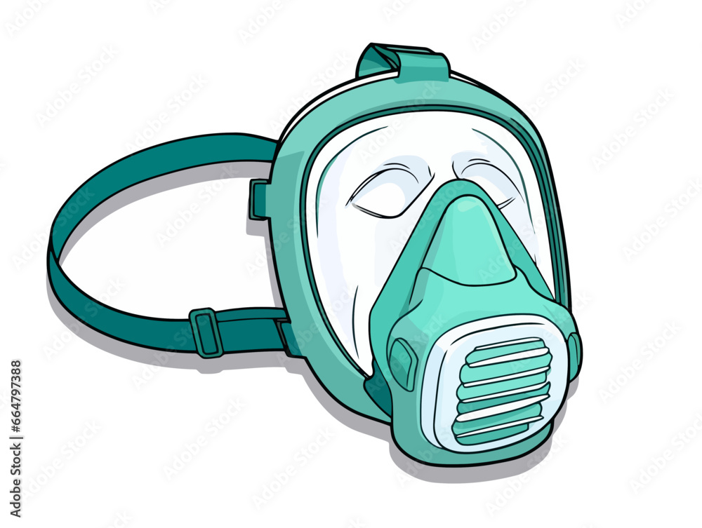 Doodle Anesthesia mask, cartoon sticker, sketch, vector, Illustration ...