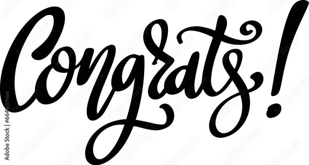Congrats, hand lettering phrase, poster design,calligraphy vector ...