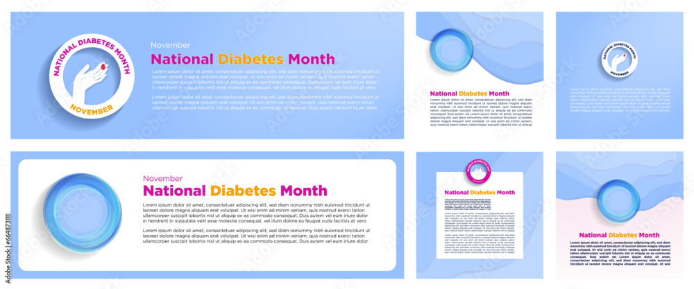 National Diabetes Month Template Set. Diabetes icon concept with blood ...