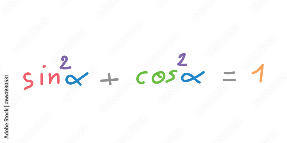 Pythagorean trigonometric identity. Math doodle handwriting concept ...