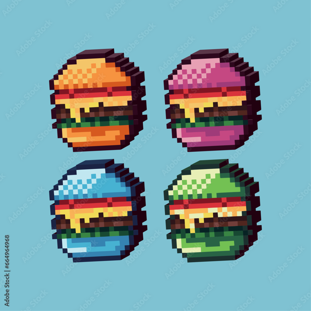 Isometric Pixel art 3d of burger for items asset. Hamburger on ...