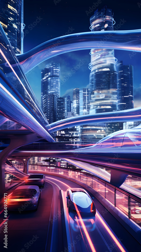 AI-powere transportation hub of the future in a hyper modern high-tech ...