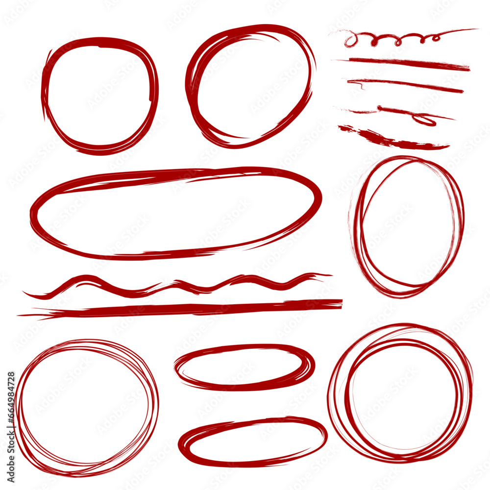 Lines and circles to highlight. Vector illustrations set of sketch ...