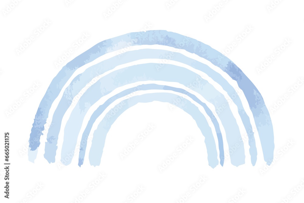 Blue rainbow vector illustration. Hand drawn graphic clip art on white ...