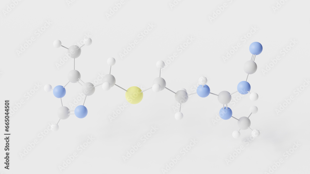 cimetidine molecule 3d, molecular structure, ball and stick model ...