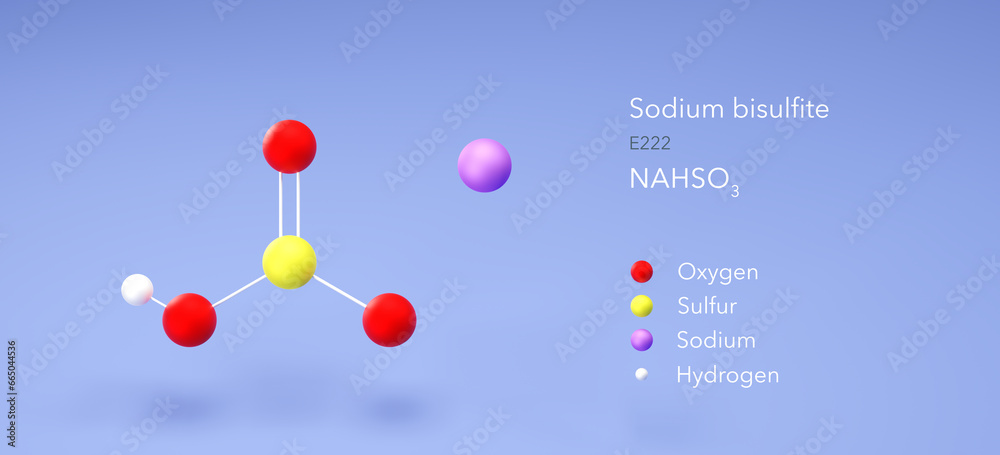sodium bisulfite molecule, molecular structures, food additive e222, 3d ...