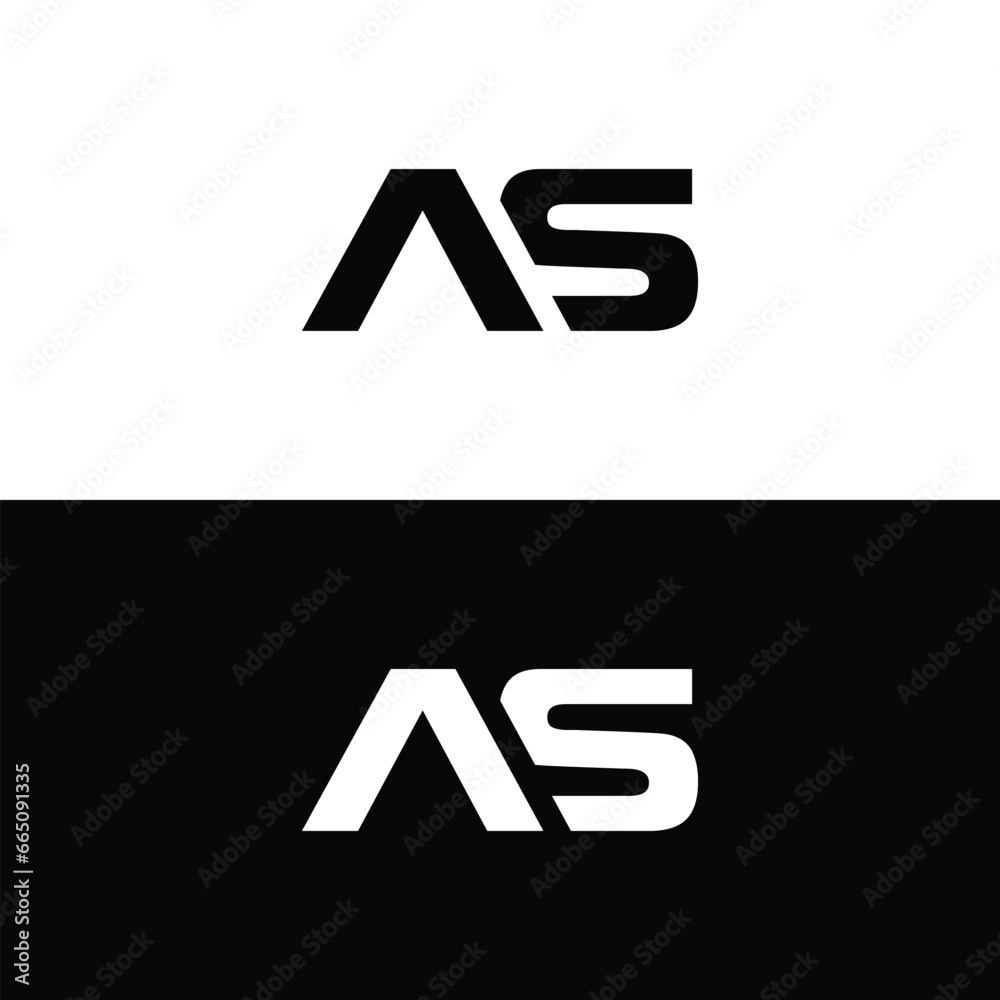 Monogram Letter AS Logo Design. Black and White Logo. Usable for ...