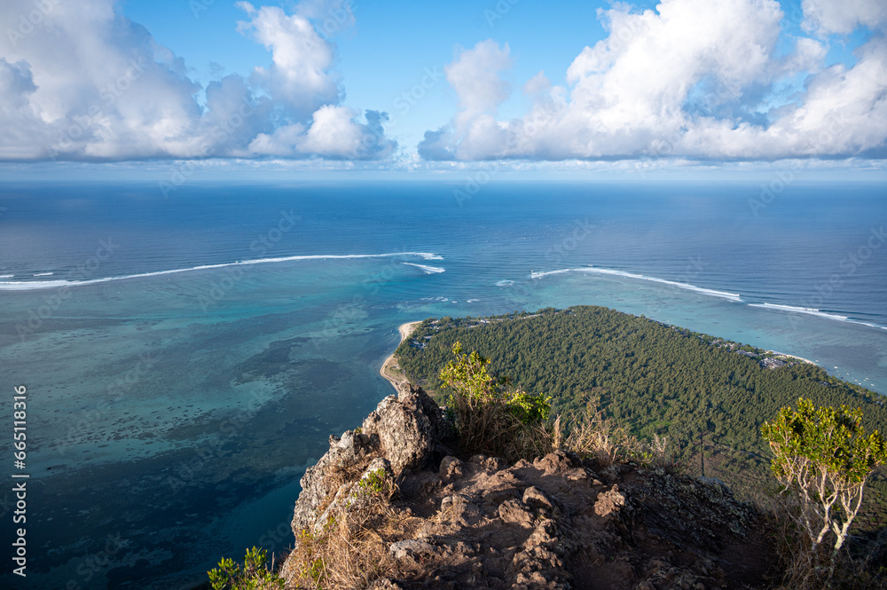 Hiking peak of Le Morne Brabant Mountain, UNESCO World Heritage Site ...