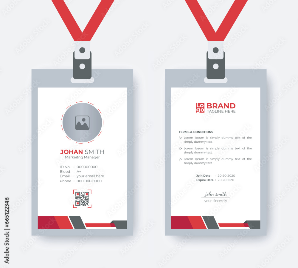 Modern ID Card Template with an author photo place | Office Id Card ...