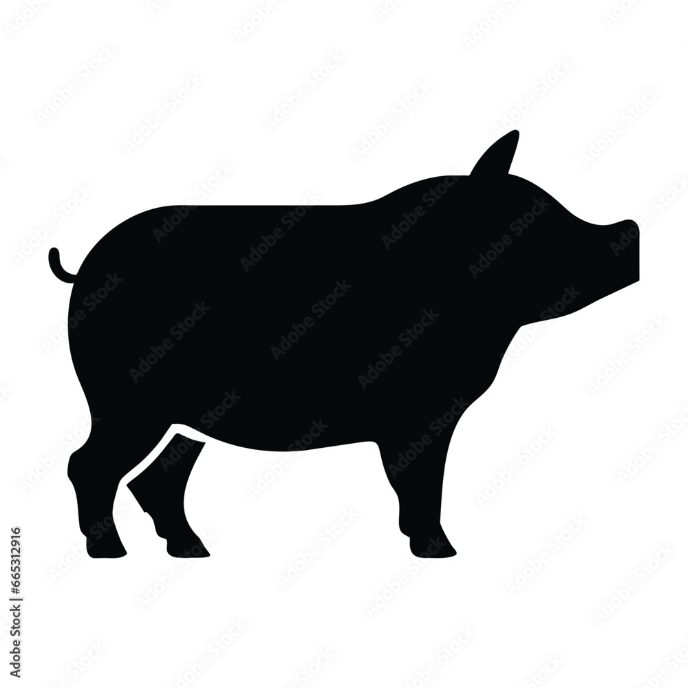 Silhouette pig icon, side view, vector illustration isolated Stock ...