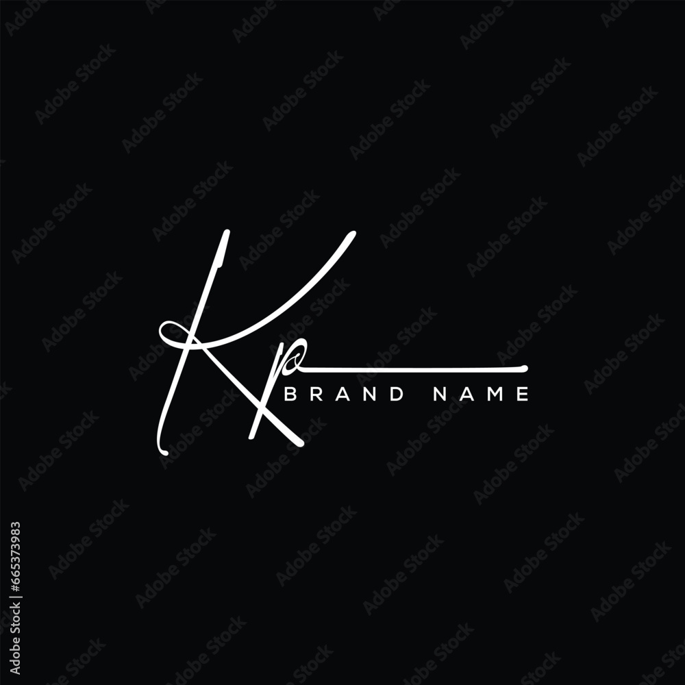 KP letter beauty handwriting vector logo. Stock Vector | Adobe Stock