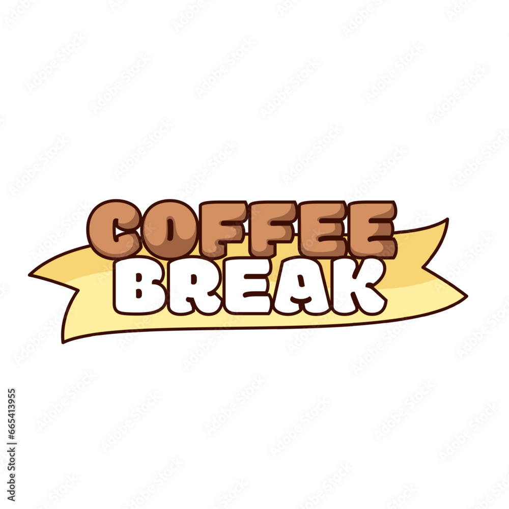 Groovy sticker with Coffee break text vector illustration. Cartoon ...