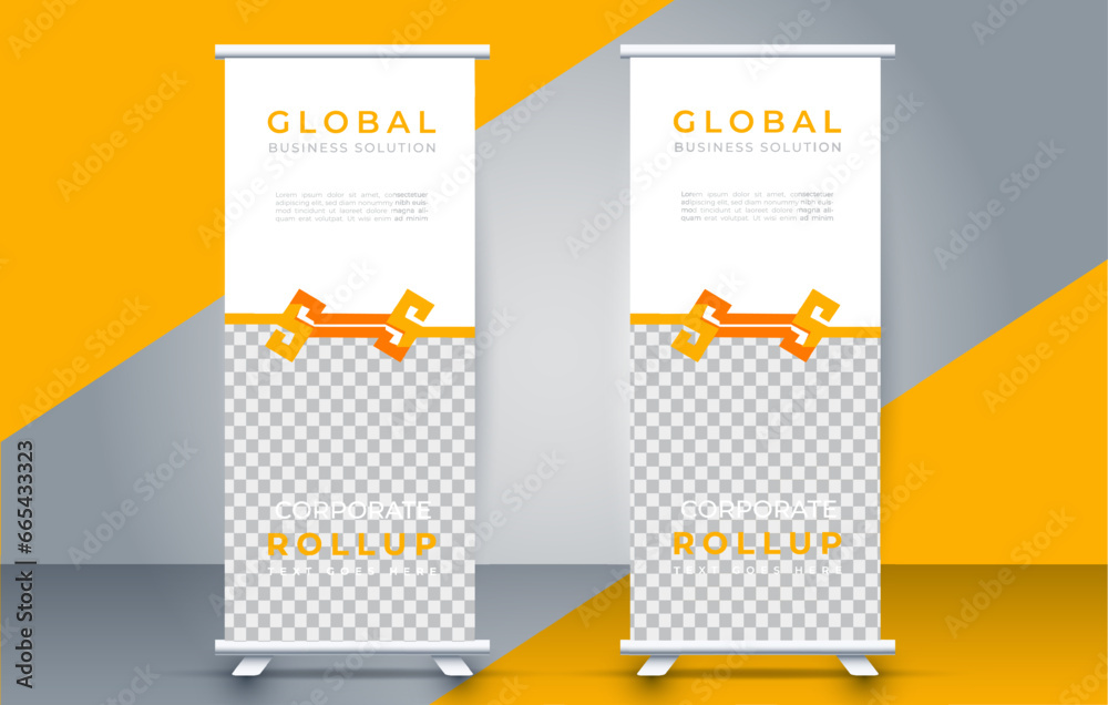 Modern roll up banner design template. flyer. pull up. presentation ...