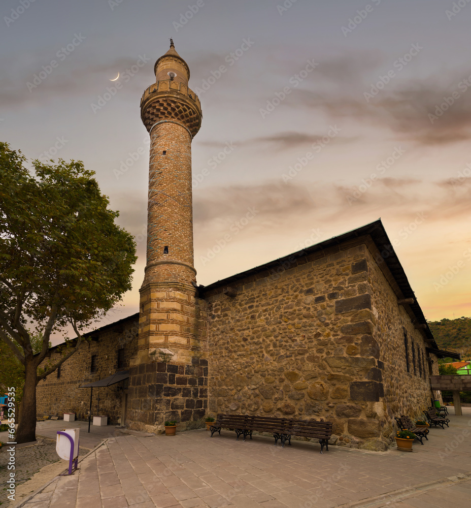 Afyonkarahisar Grand Mosque (Turkish; Ulu cami ) at sunset time ...
