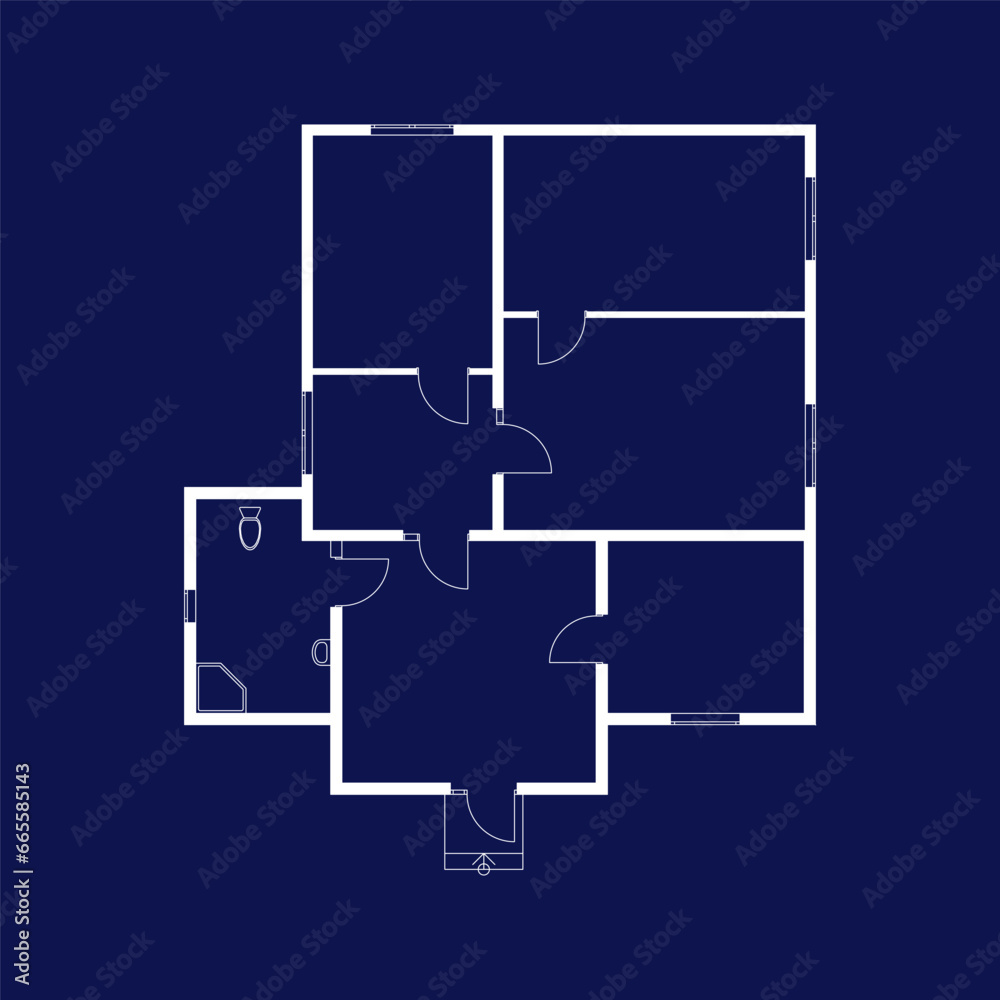 Blueprint floor plan of a modern apartment. Suburban house. Vector ...