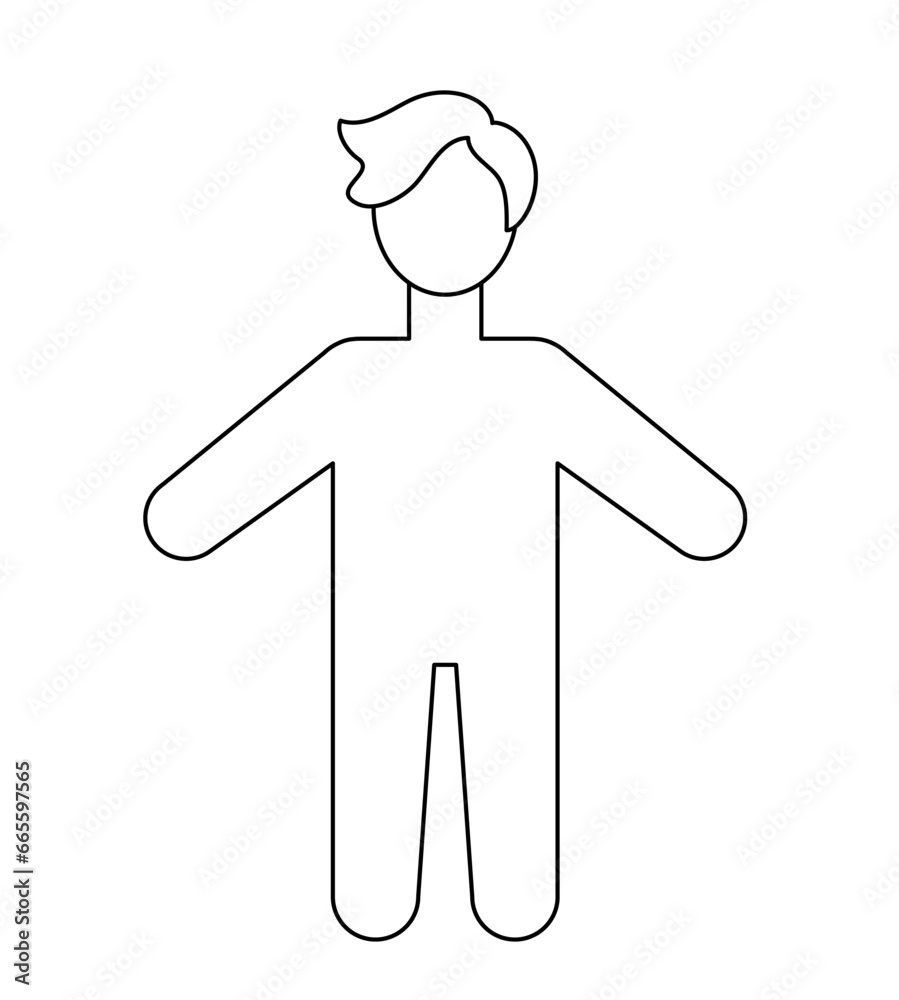 Simple cartoon blank man body template. Silhouette Boy child figure ...